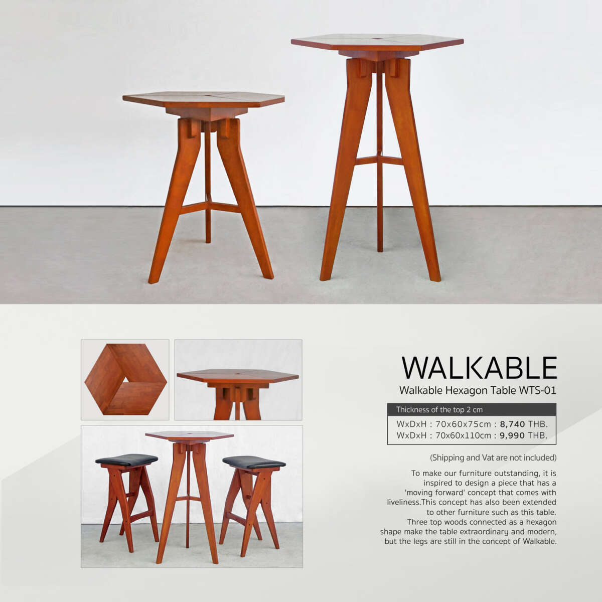 Walkable Hexagon Café Table (WTS-01) | Modern Design