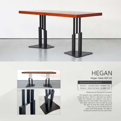 Hagen Dining Table (HGT-01) | Compact, 5 cm Thick Wood Top